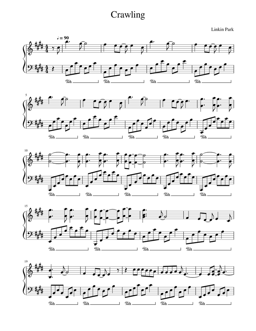 Crawling - piano tutorial