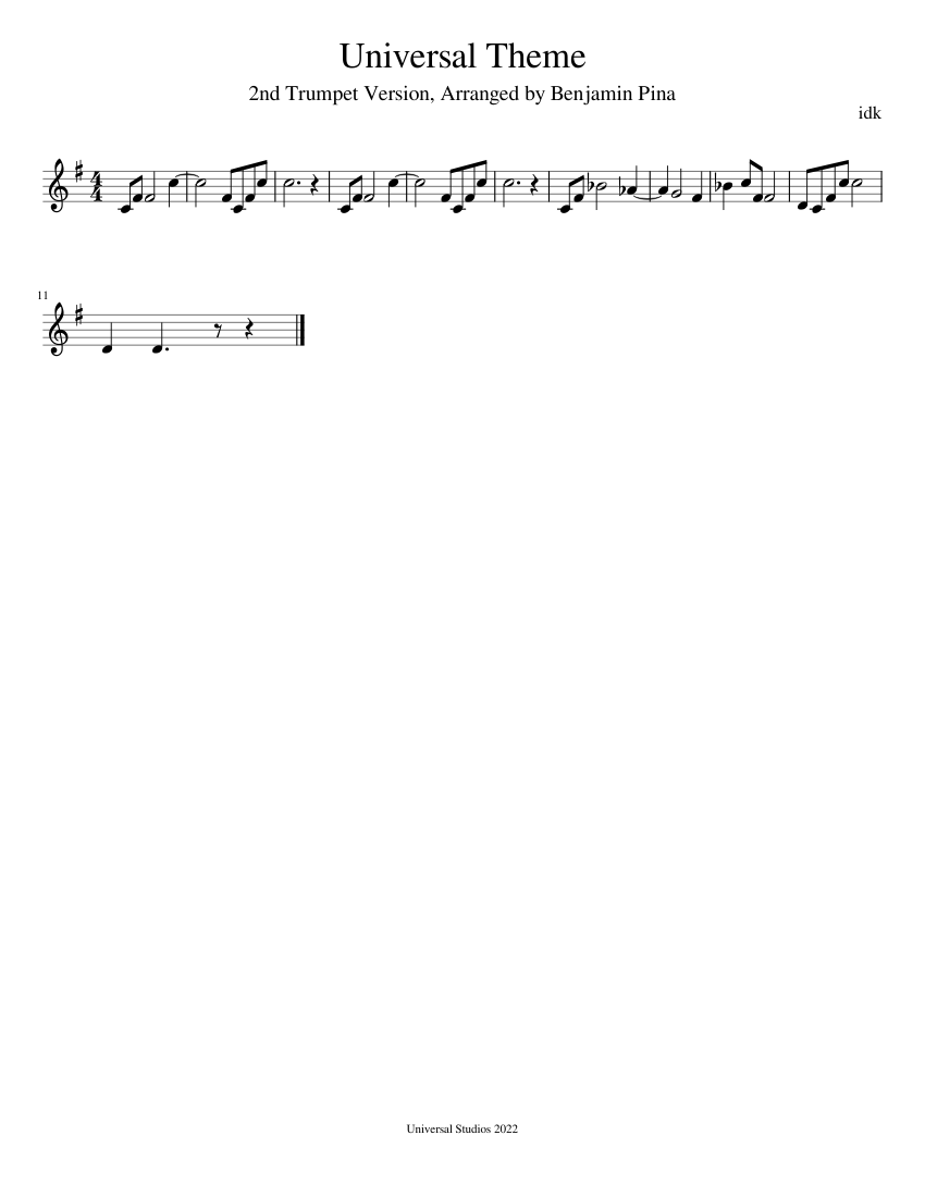 Universal_Theme Sheet music for Trumpet in b-flat (Solo) | Musescore.com
