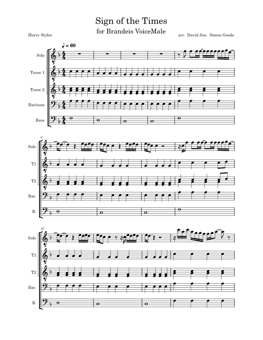 Sign of the Times – Harry Styles Sign of the Times Sheet music for ...