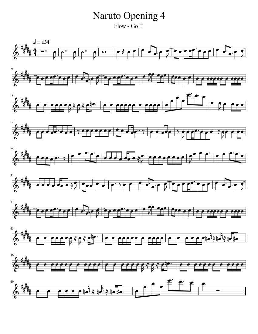 Naruto Opening 4 Sheet Music for Flute (Solo) | MuseScore.com