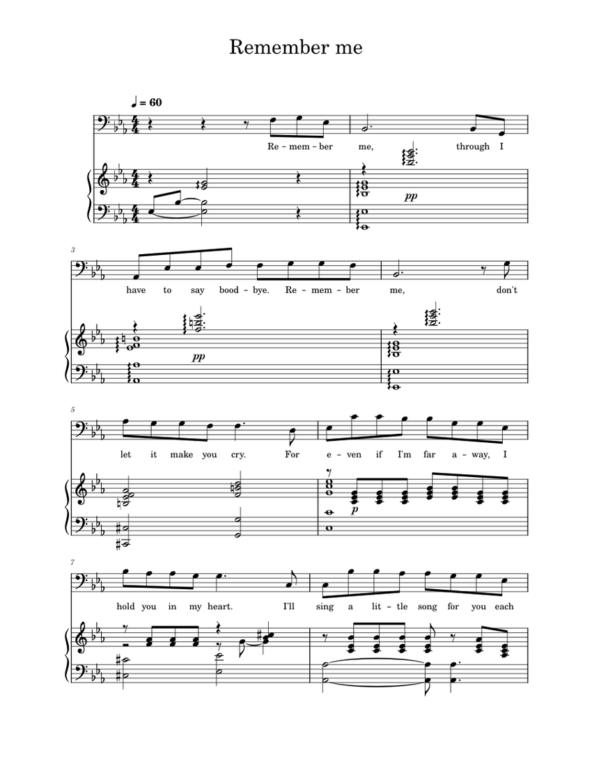 Remember Me – Kristen Anderson-Lopez & Robert Lopez Sheet music for Piano, Vocals (Piano-Voice ...