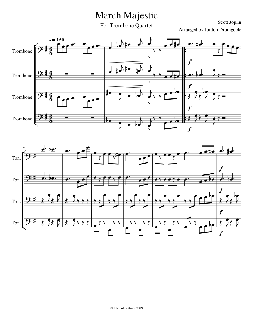 March Majestic Trombone Quartet Sheet music for Trombone (Mixed Quartet ...