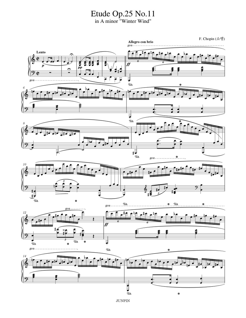 Chopin Etude Op. 25 No. 11 A Minor"Winter Wind" Sheet music for Piano (Solo) | Musescore.com