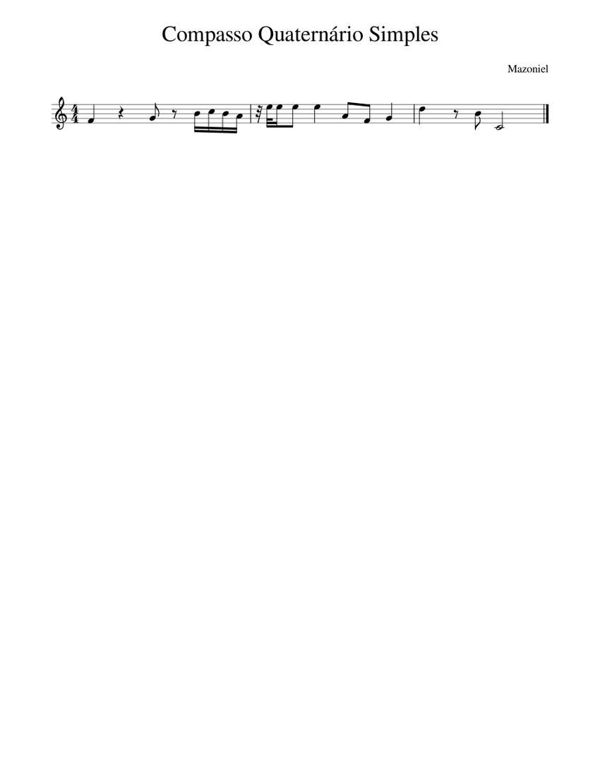 Compasso Quaternário Simples Sheet music for Piano (Solo) | Musescore.com