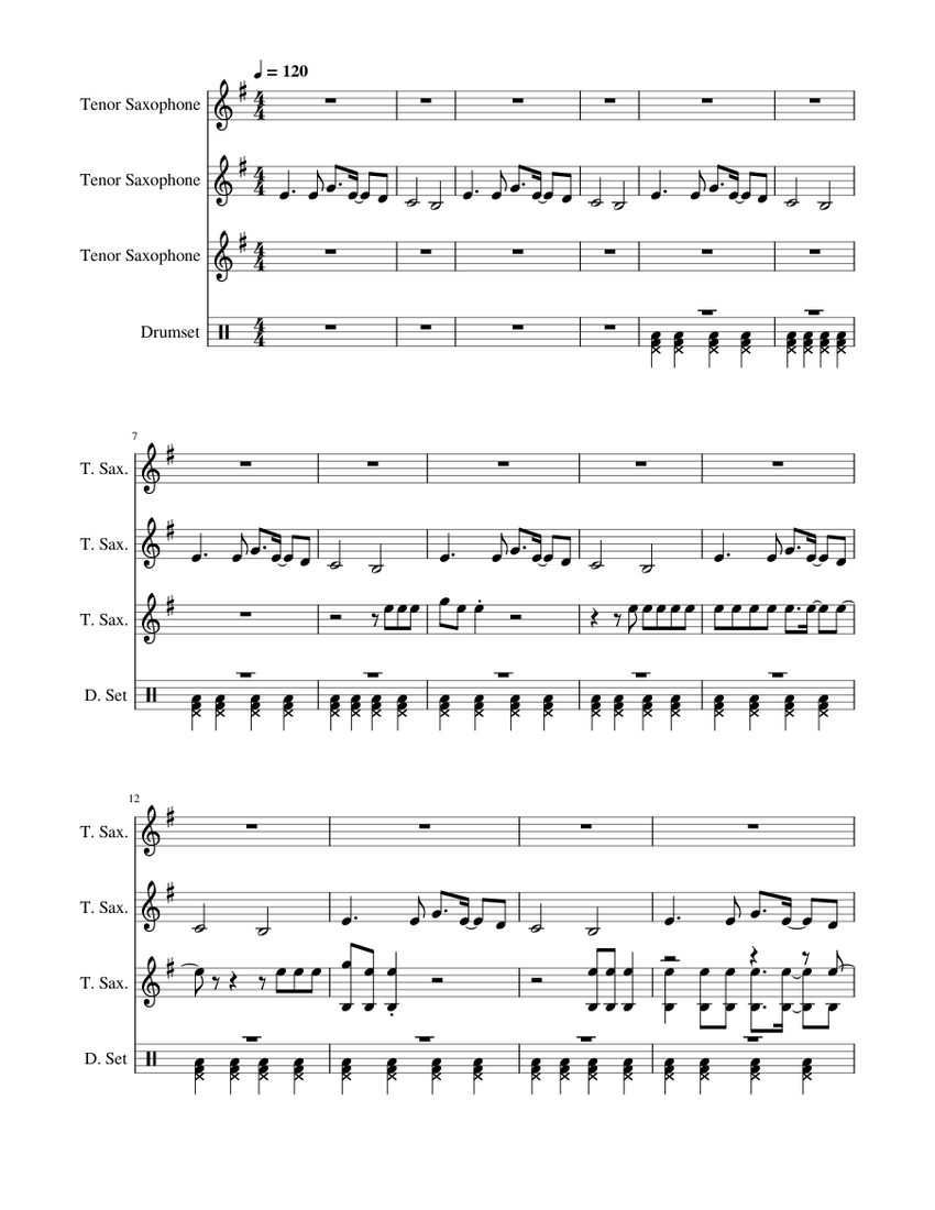 Seven Nation Army Sheet music for Saxophone tenor, Drum group (Mixed ...
