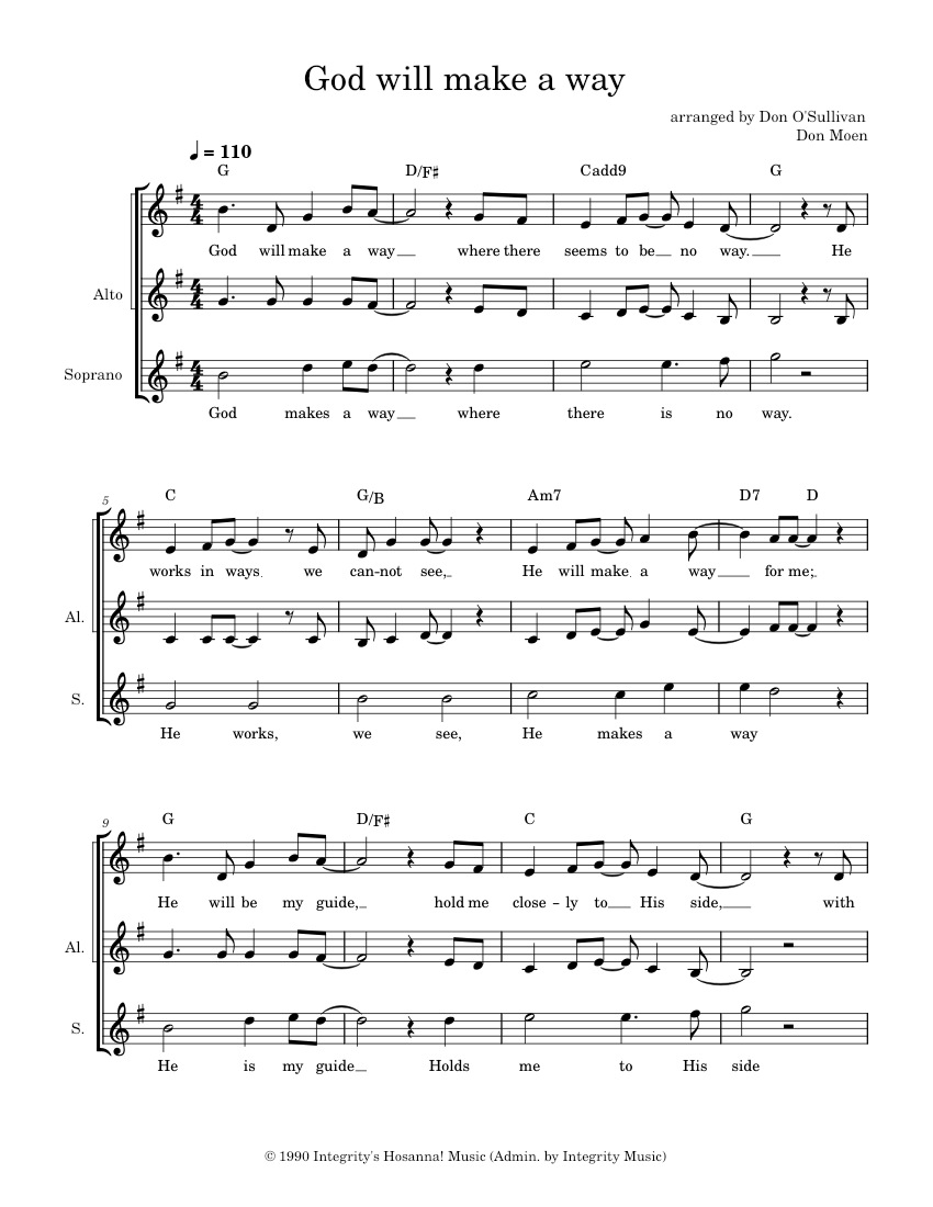 God will make a way Sheet Music with Chords for Soprano, Vocals (Choral ...