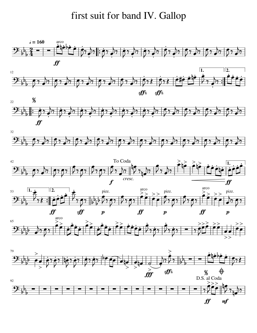 First suit for band IV Gallop Bass piece Sheet music for Bass guitar ...