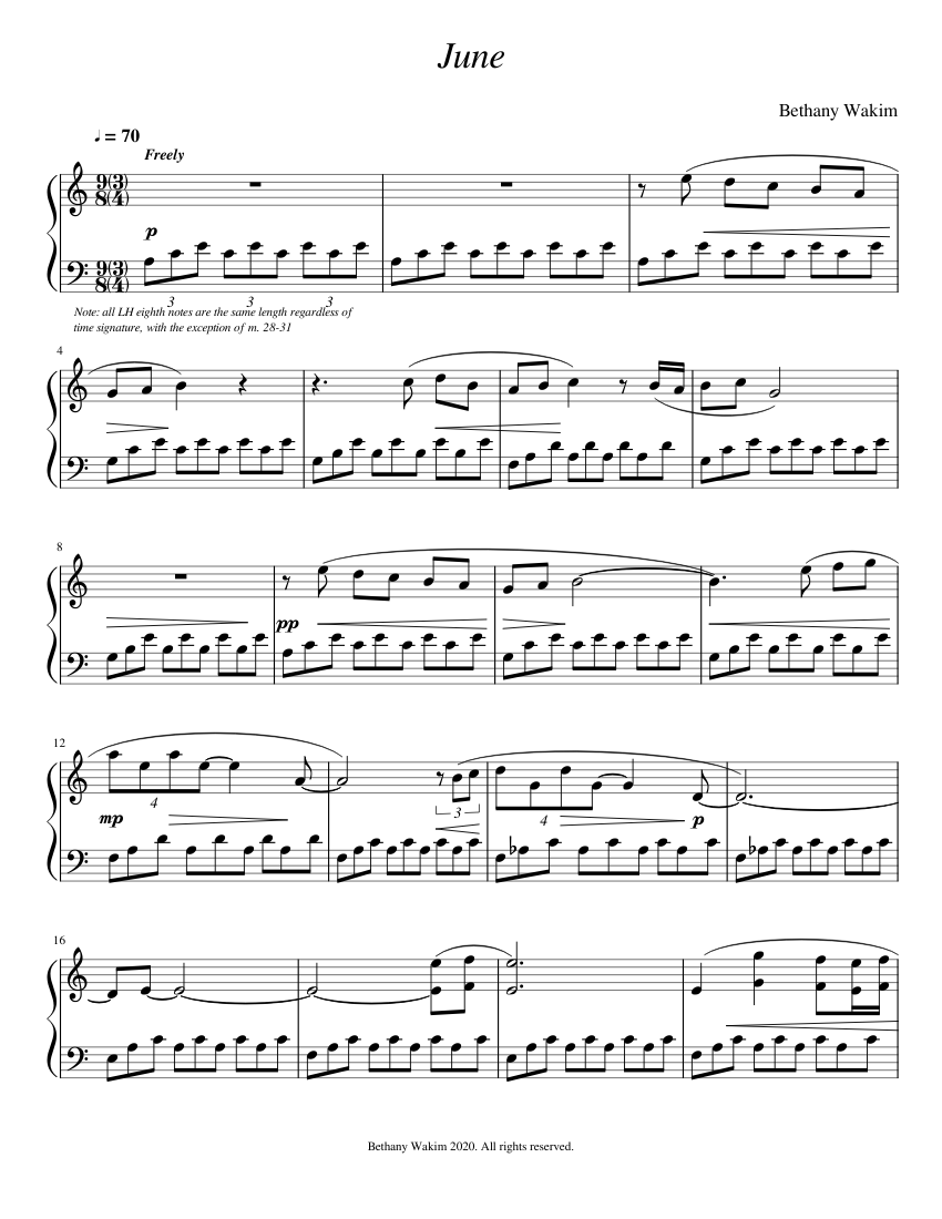 June Sheet music for Piano (Solo) | Musescore.com