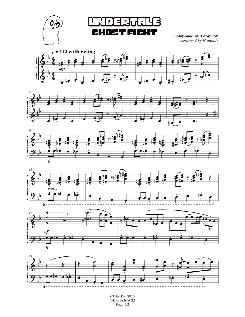 010: Ghost Fight | Undertale Sheet music for Piano (Solo) | Musescore.com