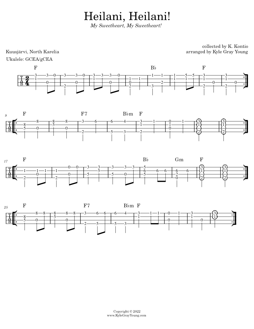 Heilani, Heilani! – Finnish Folk Tune (ukulele) Sheet music for Ukulele ...