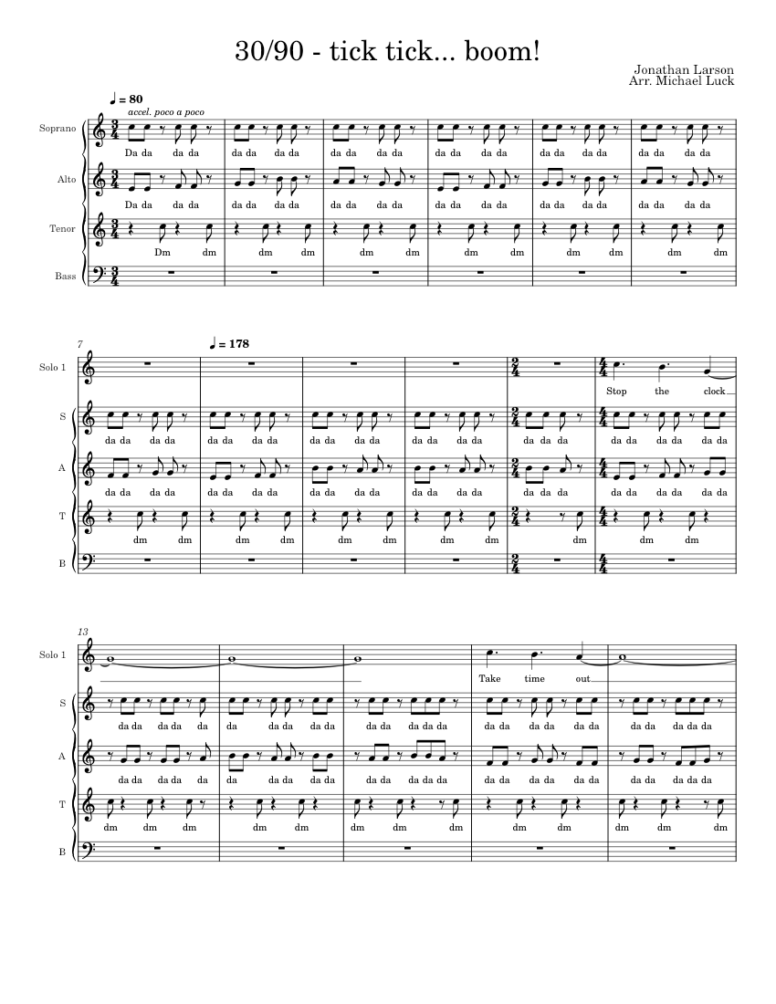3090 - tick tick... boom Sheet Music for Piano, Harpsichord (Mixed ...