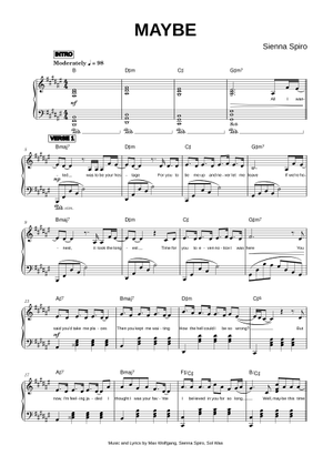 Maybe - Sienna Spiro Sheet Music for Piano, Voice (other) (Piano-Voice ...