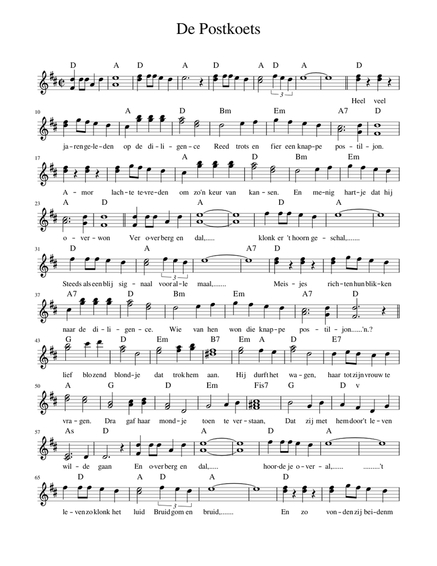 De Postkoets Sheet music for Piano (Solo) | Musescore.com