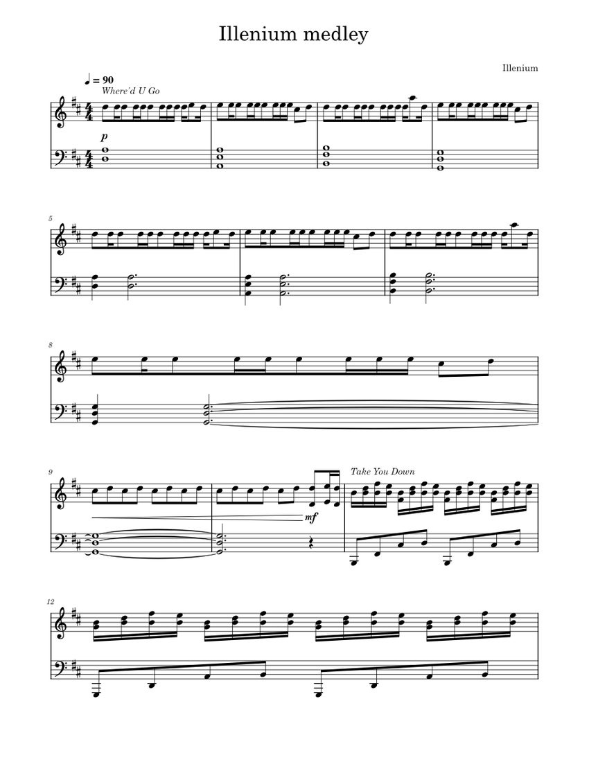 Illenium medley Sheet Music for Piano (Solo) | MuseScore.com