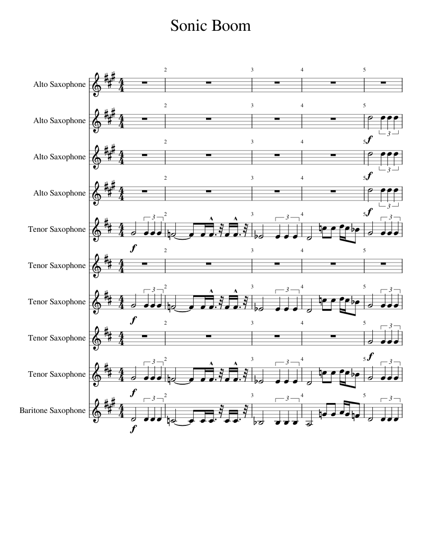 Sonic Boom Sheet music for Saxophone alto, Saxophone tenor, Saxophone ...