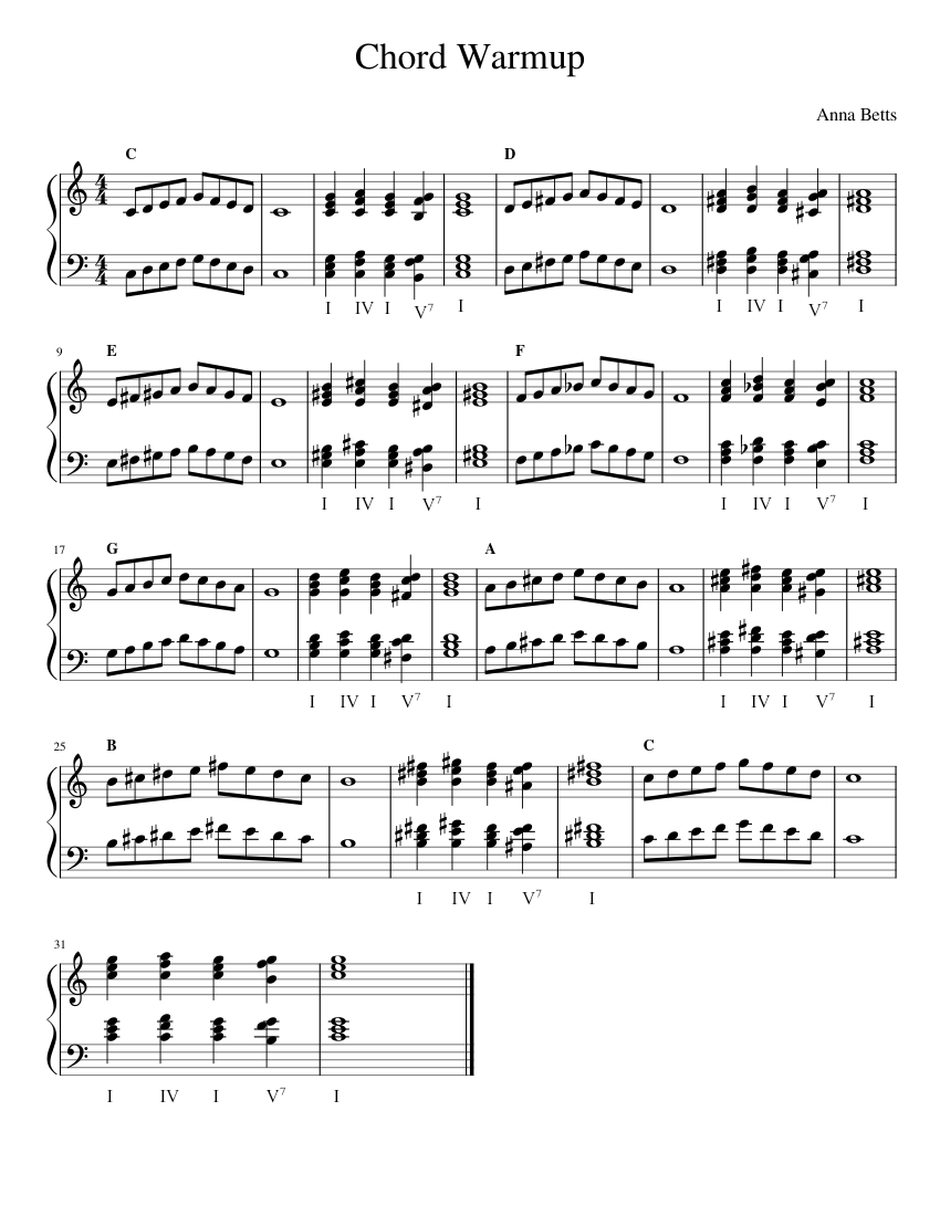 Chord_Warmup Sheet Music for Piano (Solo) Easy | MuseScore.com
