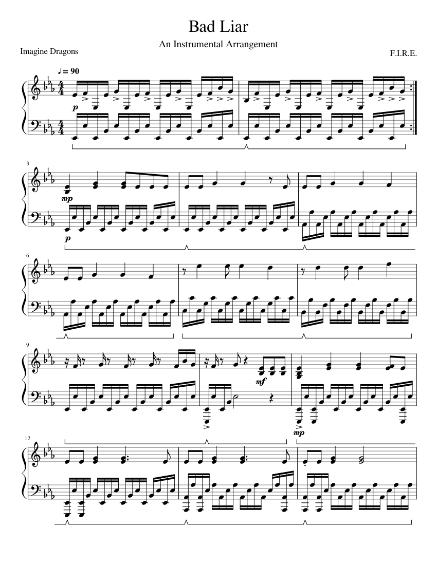 Imagine Dragons - Bad Liar Sheet Music for Piano (Solo) | MuseScore.com