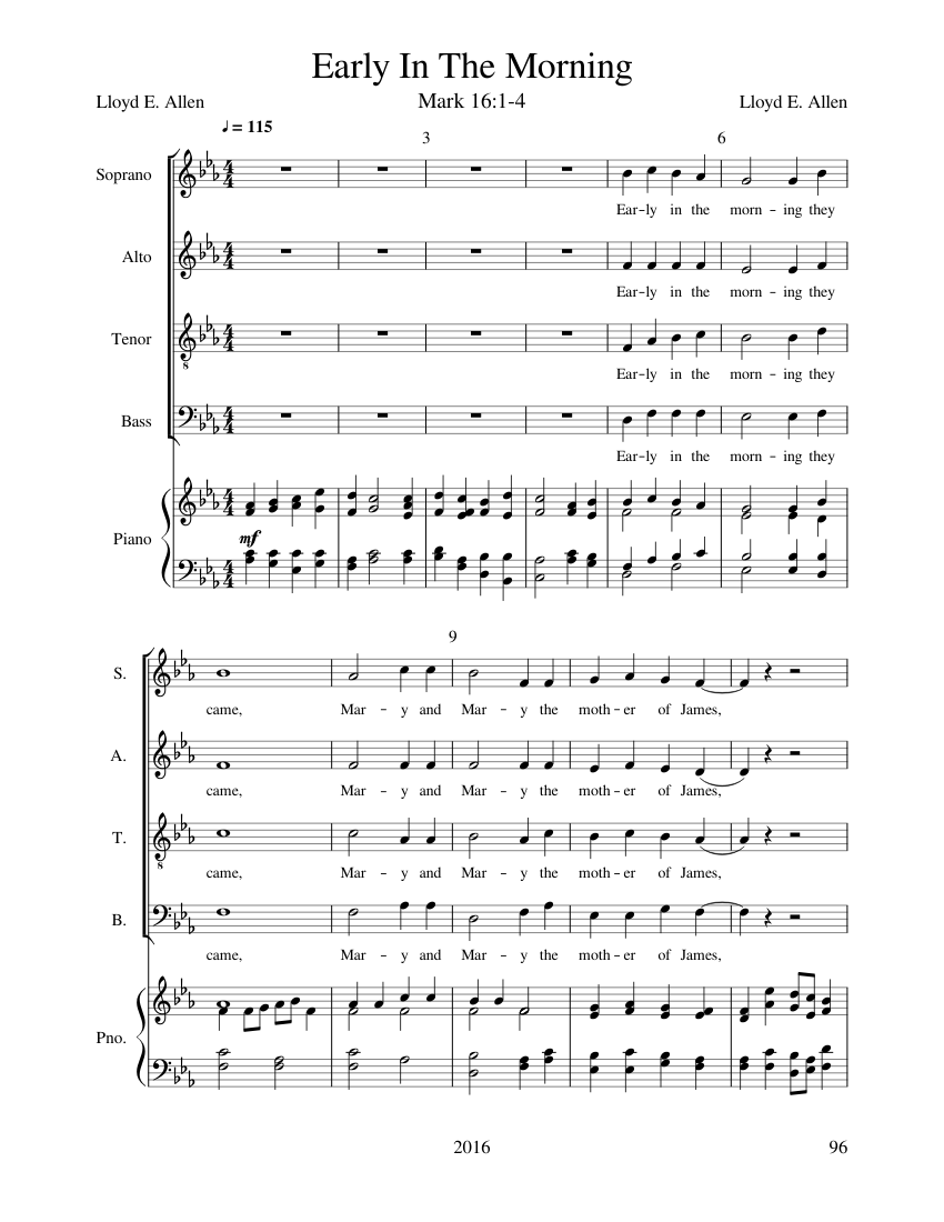Early In The Morning Sheet Music for Piano, Soprano, Alto, Tenor & more ...