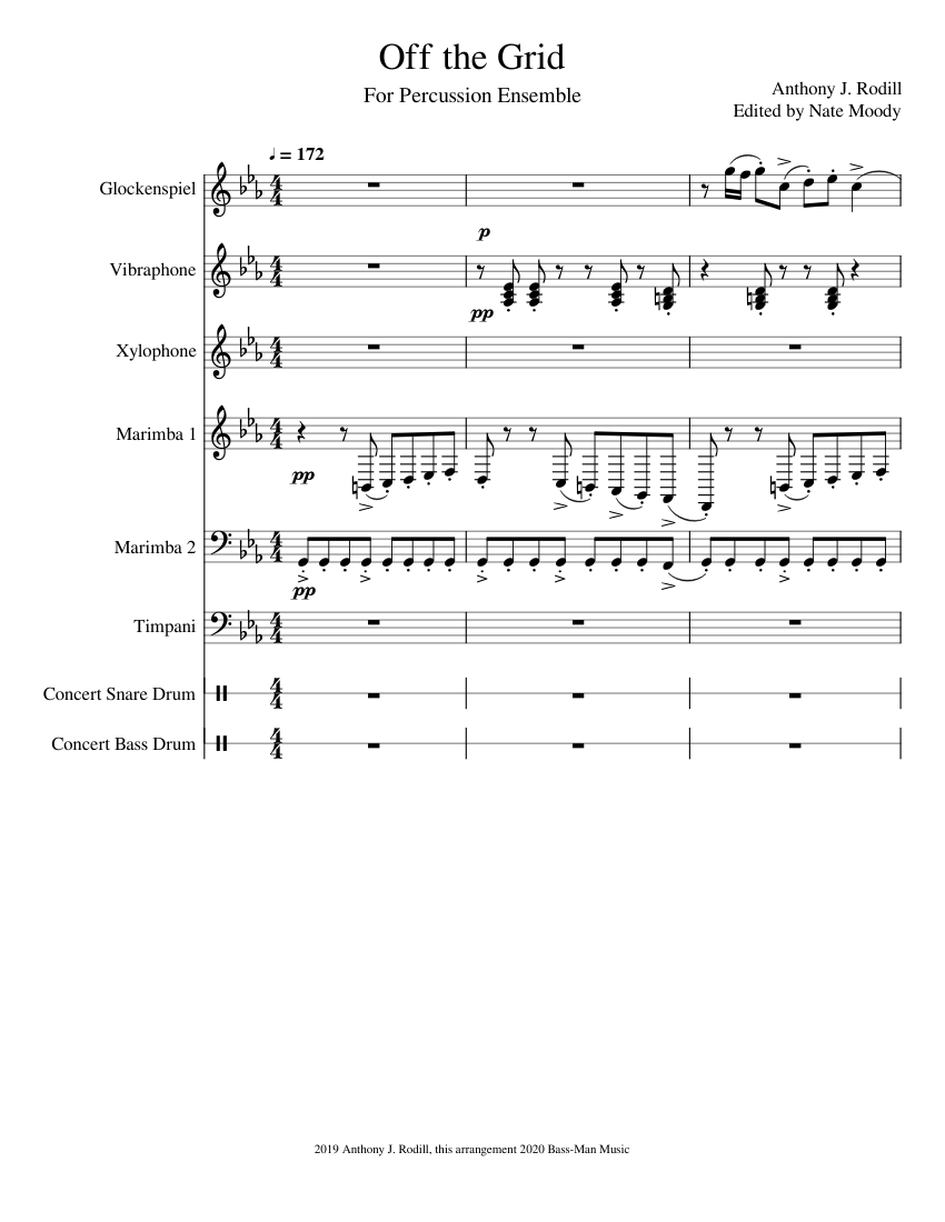 Off the Grid Sheet Music for Timpani, Vibraphone, Glockenspiel, Snare ...