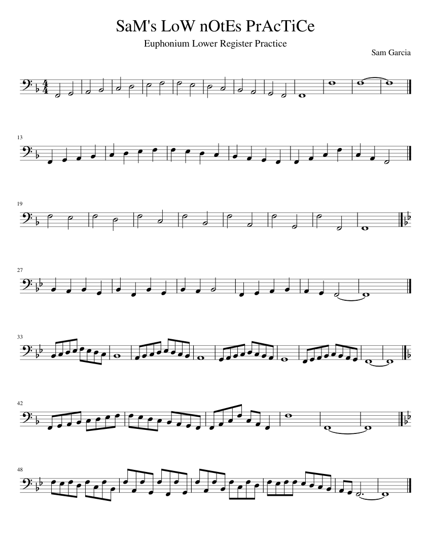 SaM's LoW nOtEs PrAcTiCe Sheet music for Euphonium (Solo) | Musescore.com