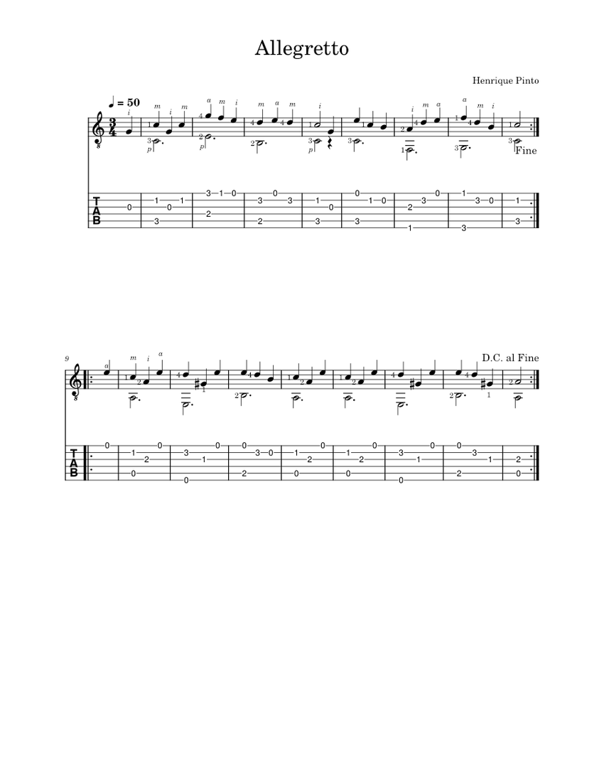 Allegretto Sheet music for Guitar (Solo) | Musescore.com