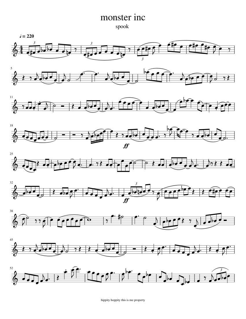 Monster inc Sheet Music for Trumpet in b-flat (Jazz Band) | MuseScore.com