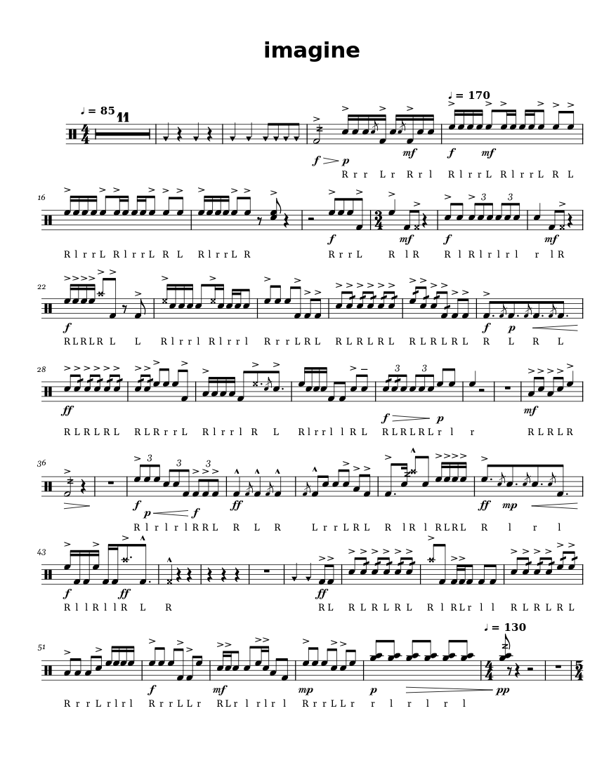 imagine Sheet music for Tenor drum (Solo) | Musescore.com