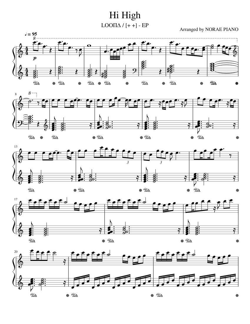 Hi high – LOONA (이달의 소녀) Sheet Music for Piano (Solo) | MuseScore.com