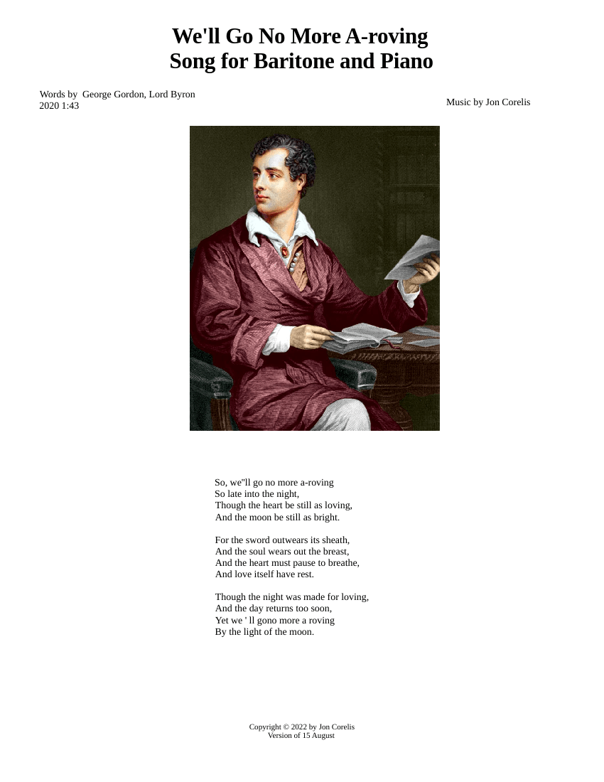 We'll Go No More A-roving Song for Baritone and Piano Sheet music for ...