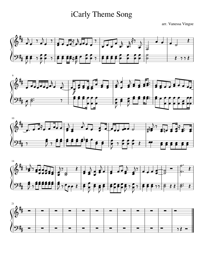 ICarly Theme Song Sheet Music for Piano (Solo) Easy | MuseScore.com