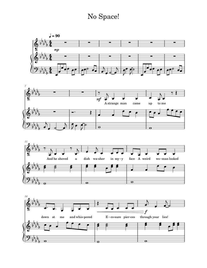 No Space! Sheet music for Piano, Vocals (Piano-Voice) | Musescore.com