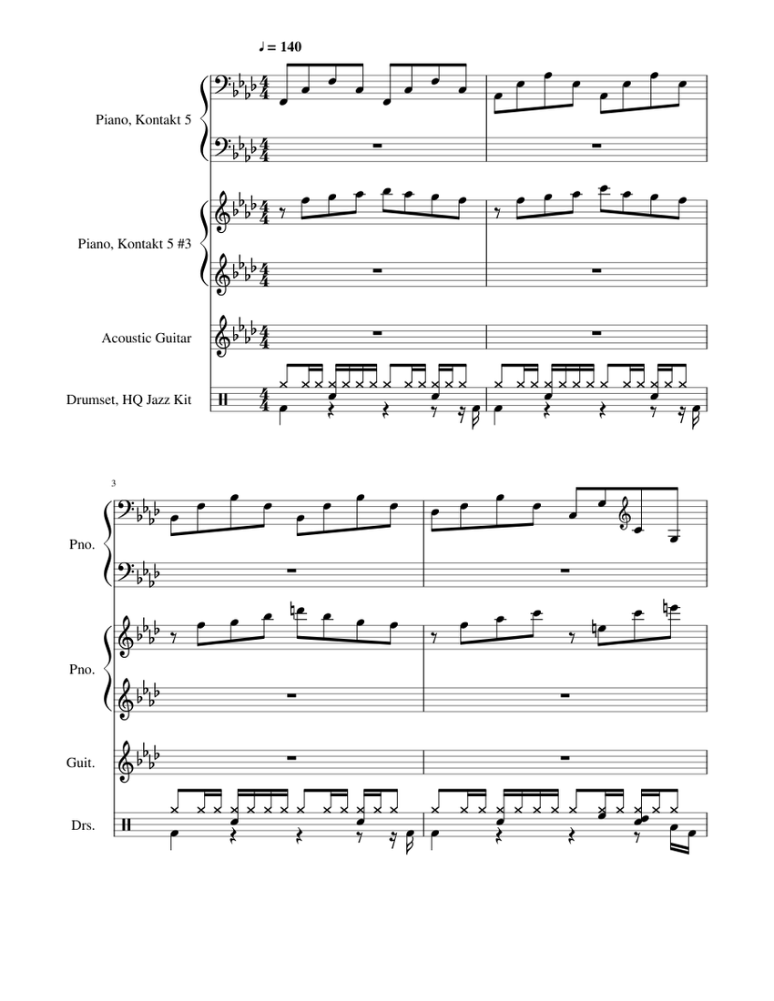 CHASE (Original Piece) Sheet music for Piano, Guitar, Drum group (Mixed ...
