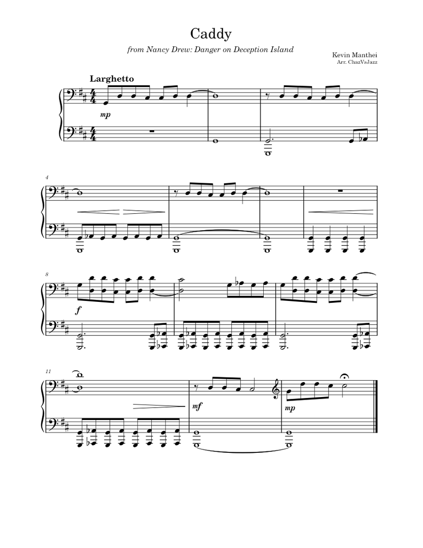 Caddy Sheet Music for Piano (Solo) Easy | MuseScore.com