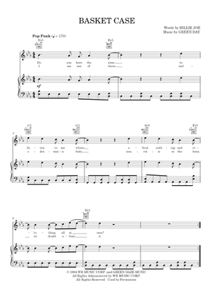 Play Official version of Basket case Sheet Music by Green Day for Bass ...