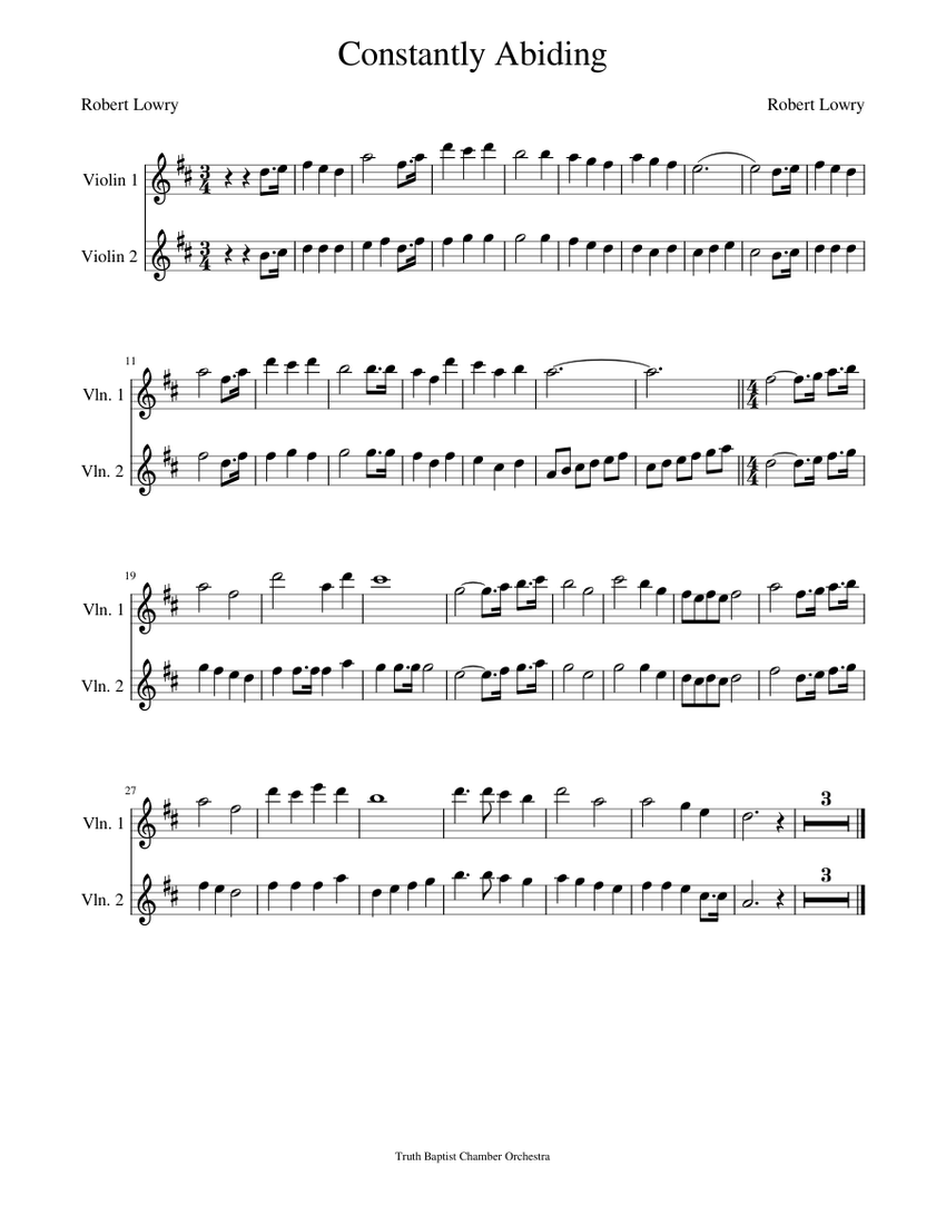Constantly Abiding Sheet Music for Violin (String Duet) | MuseScore.com