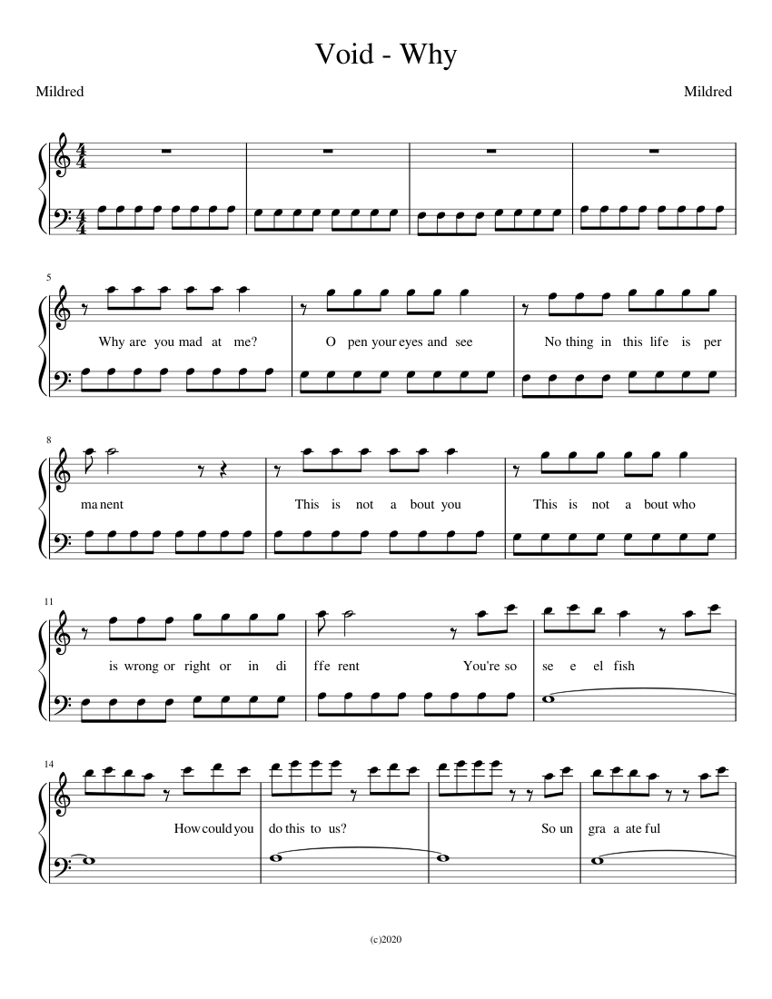 Void - Why Sheet music for Piano (Solo) Easy | Musescore.com