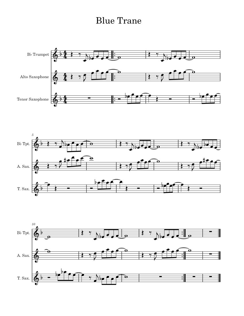 Blue Trane Sheet music for Saxophone alto, Saxophone tenor, Trumpet in ...