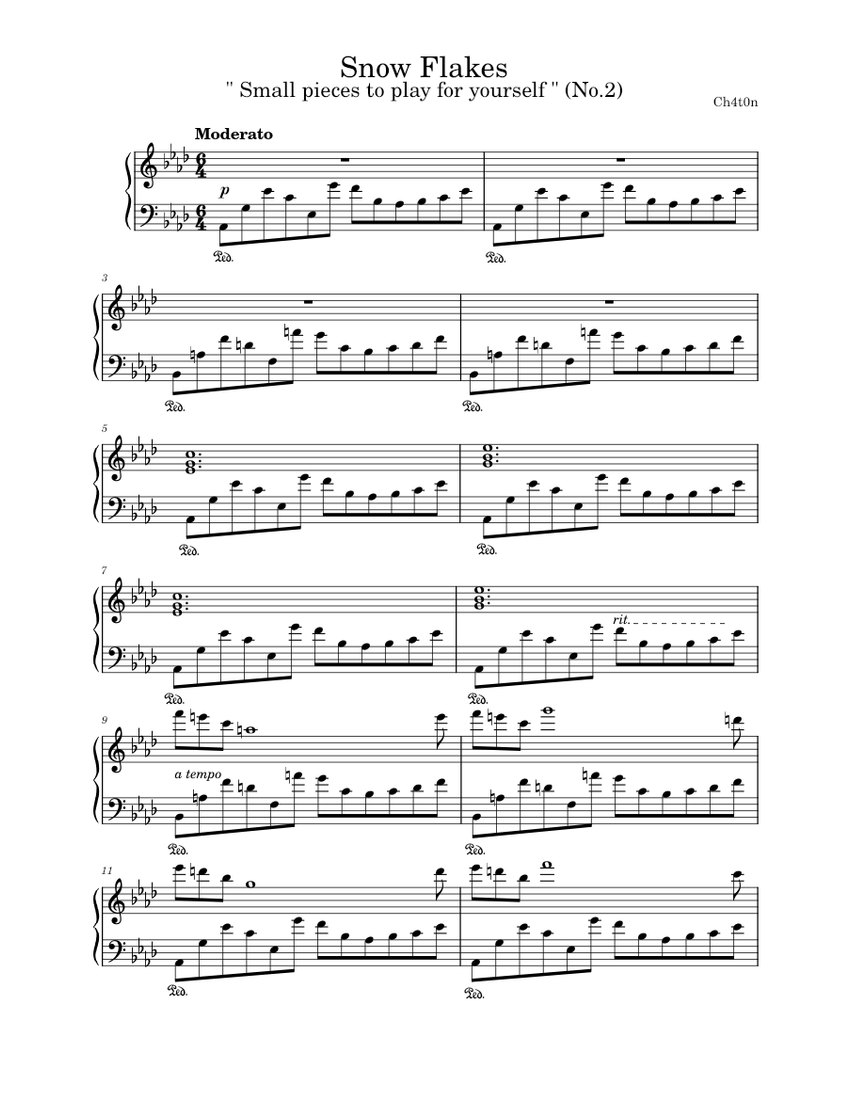 SPFY No.2 (Snow Flakes) – Ch4t0n Sheet music for Piano (Solo) Easy ...