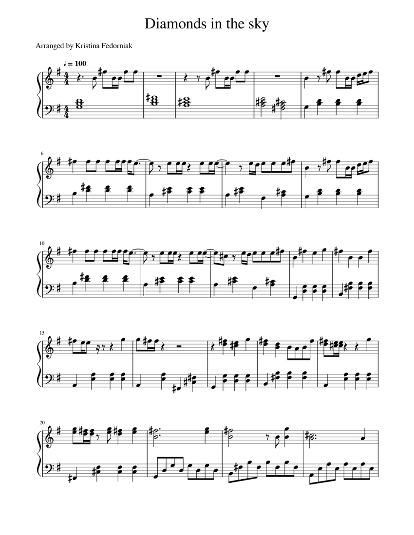 Diamonds in the sky Sheet Music for Piano (Solo) Easy | MuseScore.com