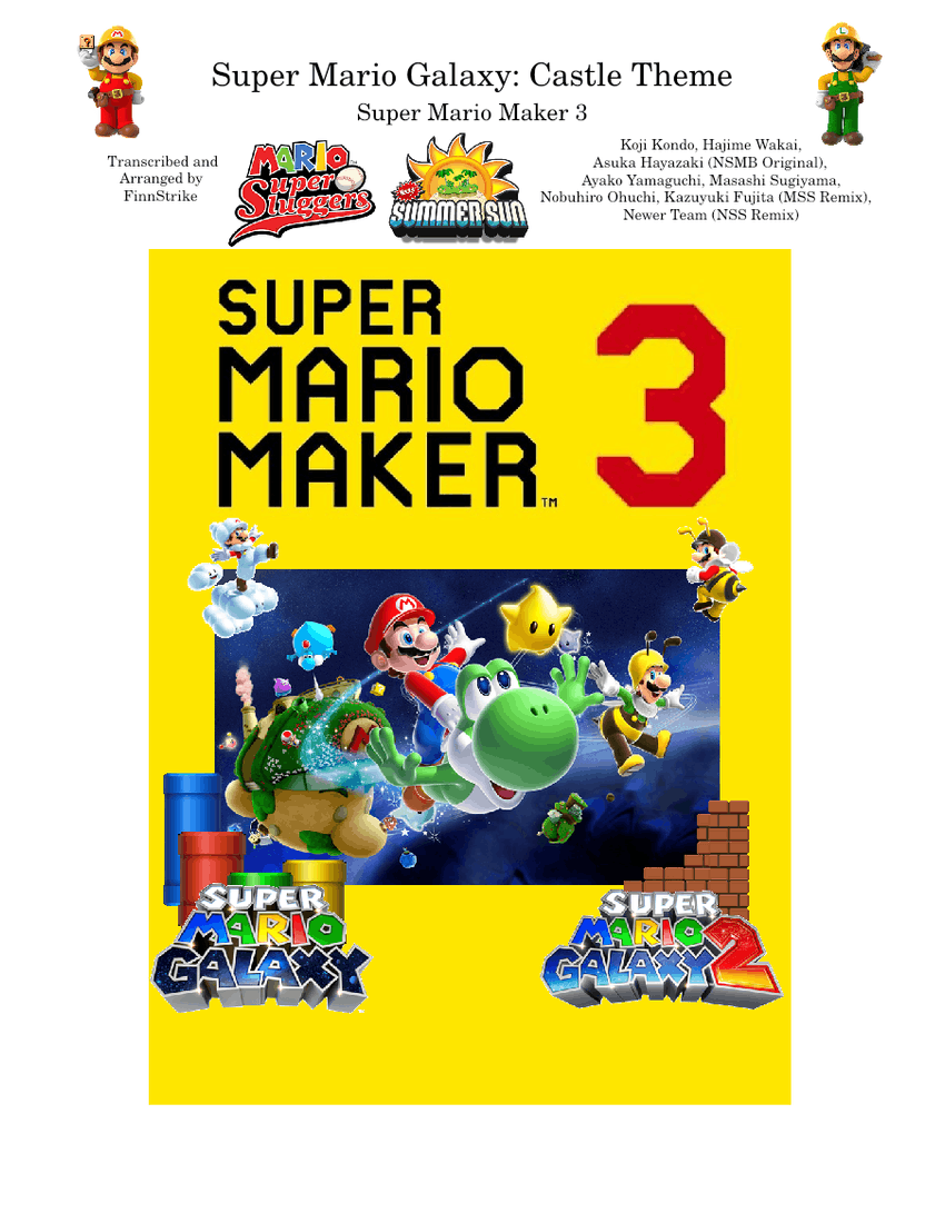 Castle Theme - Super Mario Galaxy Mode - Super Mario Maker 3 UST Sheet ...