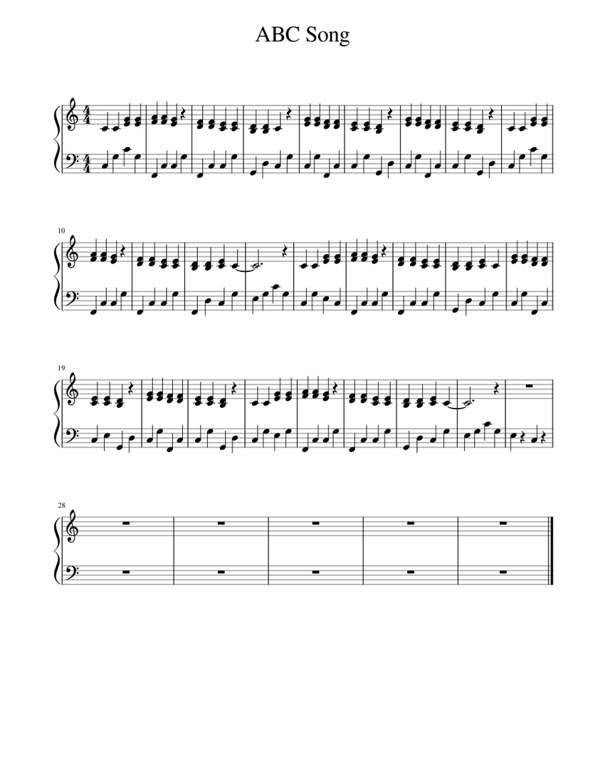 ABC Song Sheet Music for Piano (Solo) easy | MuseScore.com