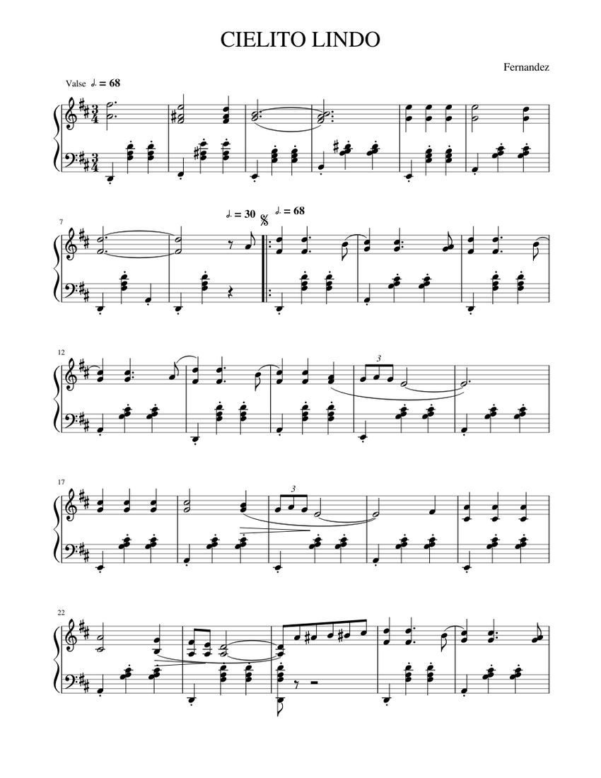CIELITO LINDO by Vicente Fernandez Sheet music for Accordion (Solo) | Musescore.com