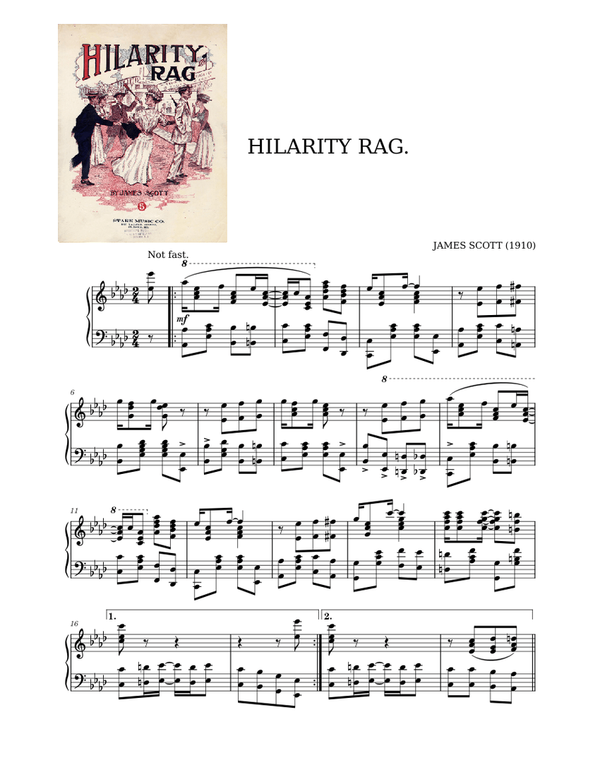 Hilarity Rag by James Scott (1910) Sheet Music for Piano (Solo ...