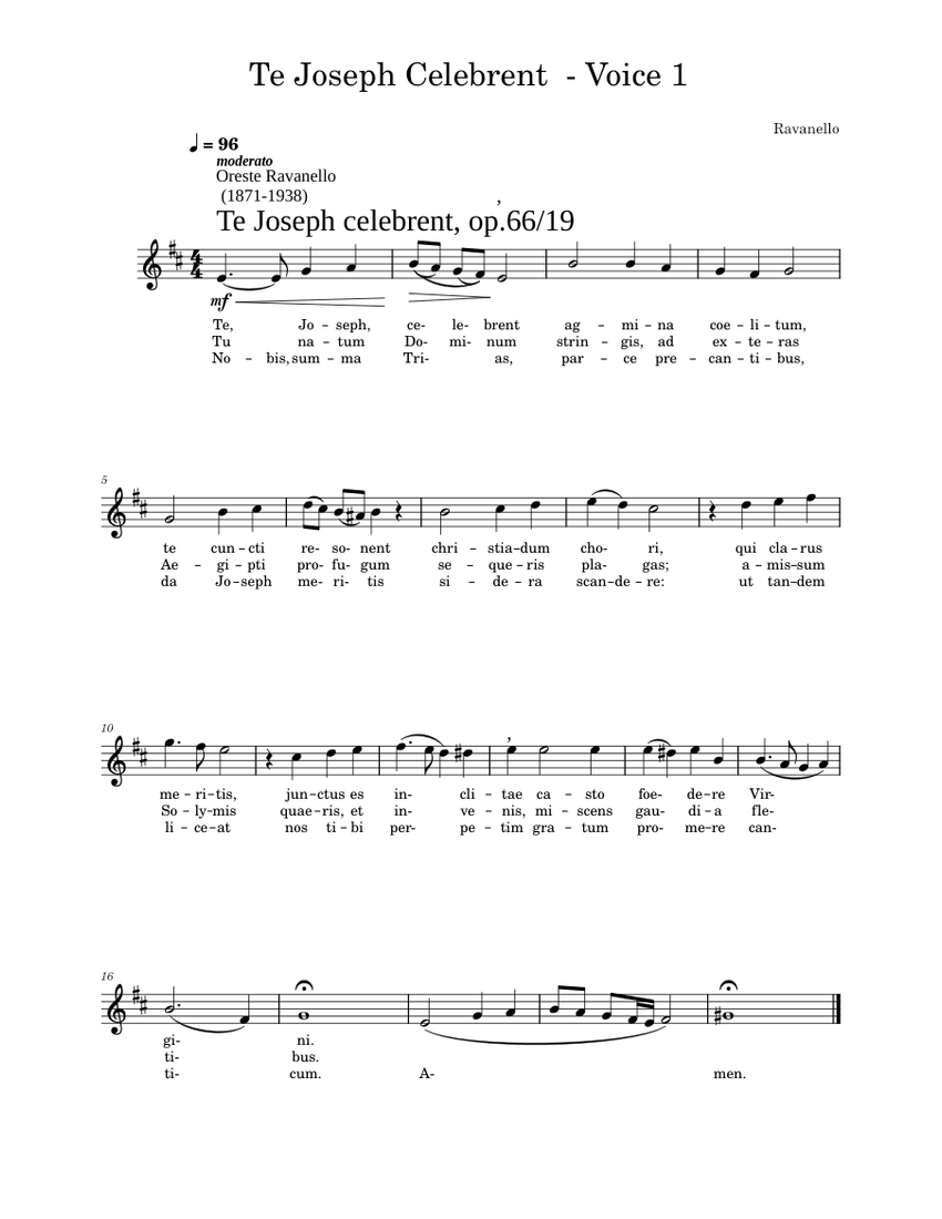 Te Joseph Celebrent – Oreste Ravanello Sheet music for Female (Choral ...