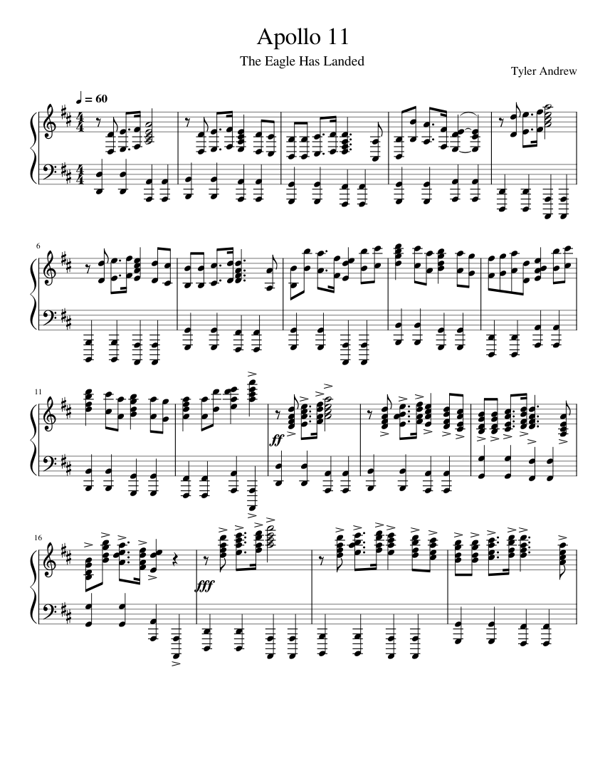 Apollo 11 Theme Sheet music for Piano (Solo) | Musescore.com
