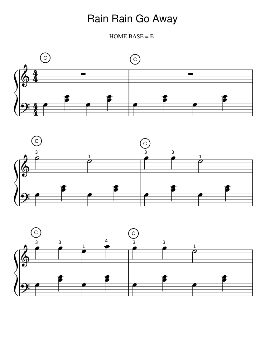 Rain Rain Go Away Sheet music for Piano (Solo) | Musescore.com