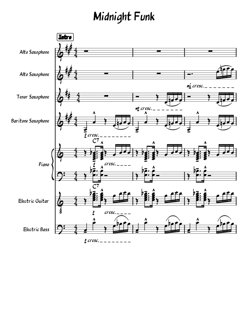 Midnight Funk Sheet music for Piano, Saxophone alto, Saxophone tenor ...