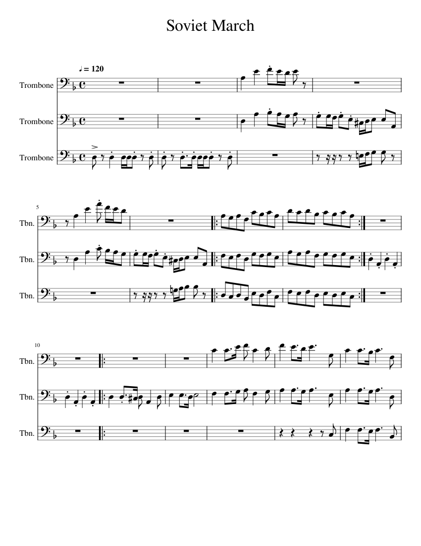 soviet march for trombone trio (not finished) Sheet music for Trombone ...