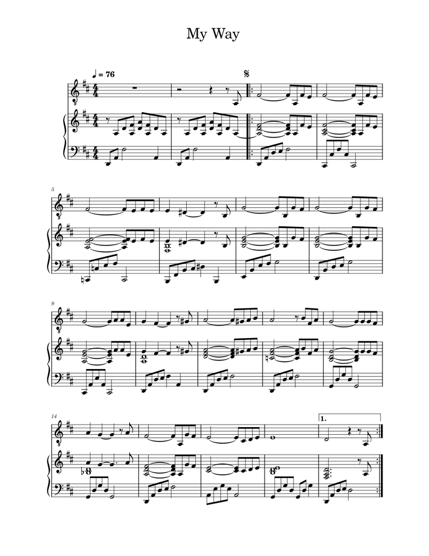 My way – Frank Sinatra Sheet music for Piano, Vocals (Solo) | Musescore.com