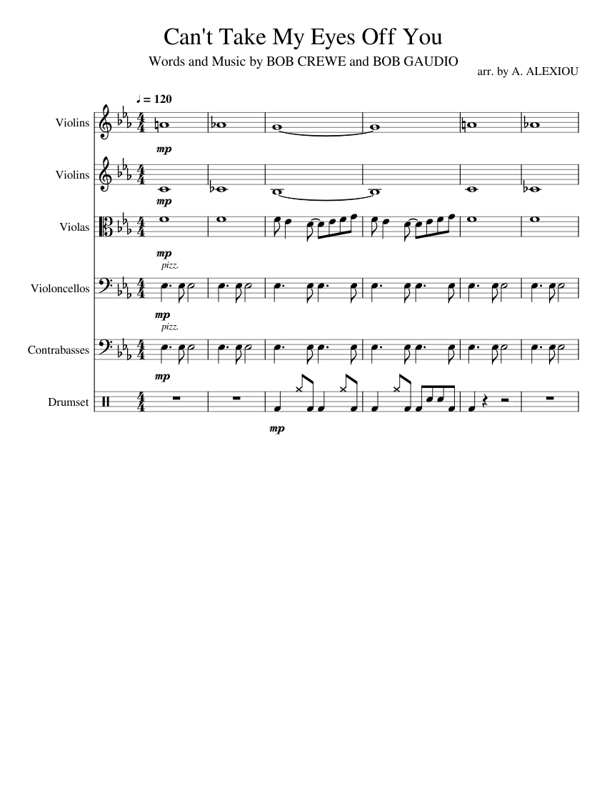 Can't Take My Eyes Off You Sheet music for Drum group, Strings group ...